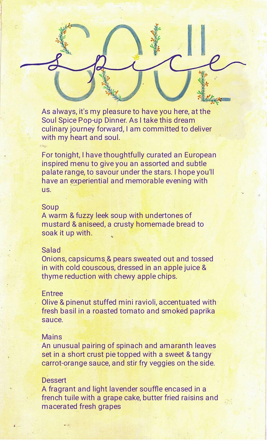 SOUL SPICE 5th Pop Up Dinner - Soul Spice